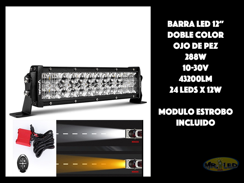 Barra led bicolor a control remoto blanco/ambar 12" - Mr Led Tienda Online - Mr Led