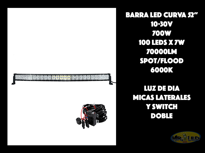Barra led Curva 52" Con Luz De Dia y Switch doble - Mr Led Tienda ...